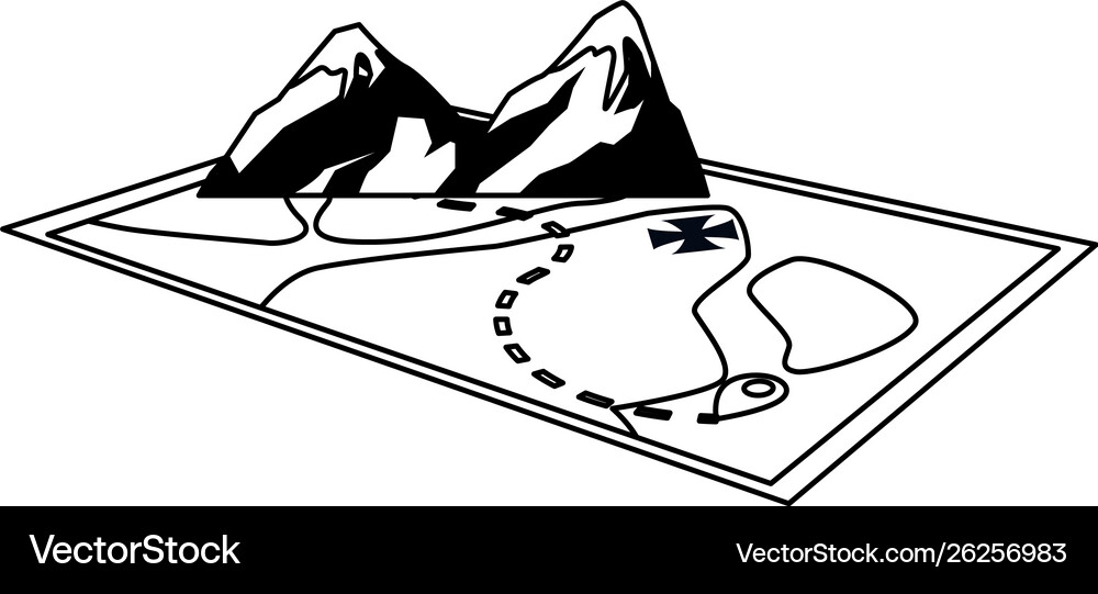 Adventure map with isometric mountains in black Vector Image
