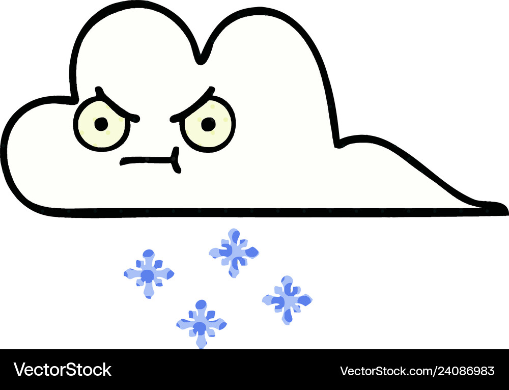 Comic book style cartoon snow cloud Royalty Free Vector