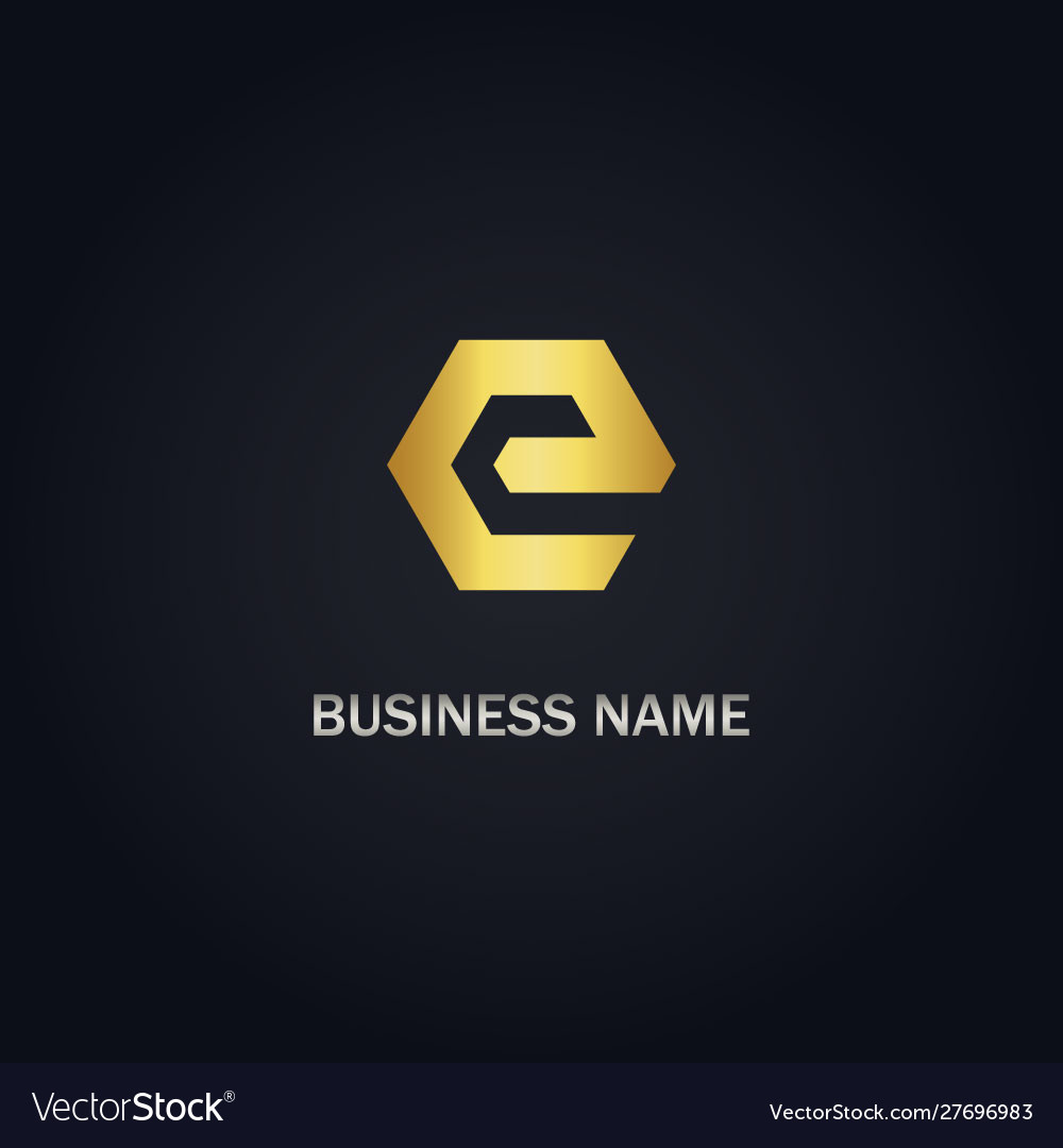 E initial gold logo Royalty Free Vector Image - VectorStock