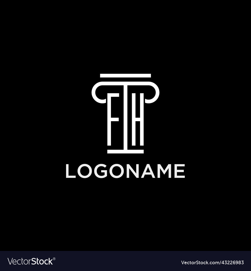 Fh monogram initial logo with pillar shape icon Vector Image