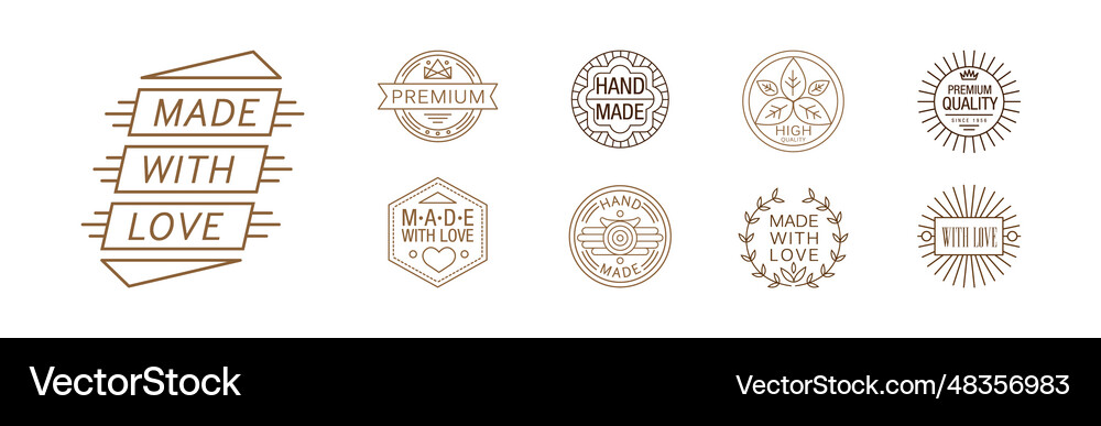 Handmade and made with love emblem and label Vector Image