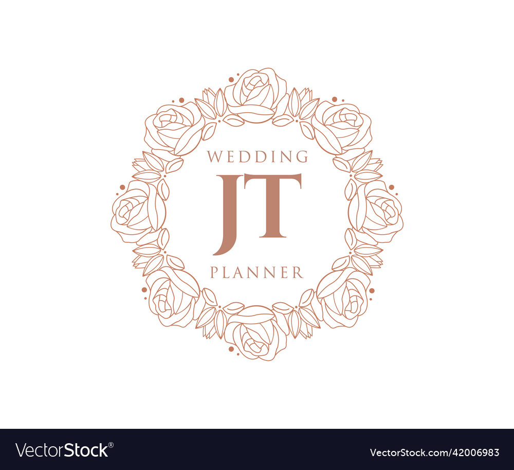 Jt initials letter wedding monogram logos Vector Image