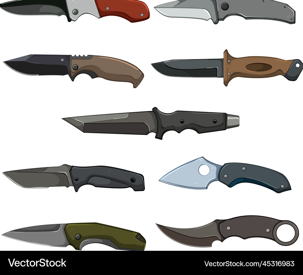 Military knife set cartoon Royalty Free Vector Image