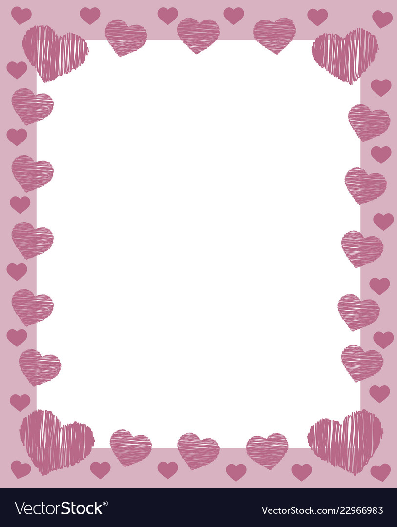 Pink valentines frame border with many pink Vector Image