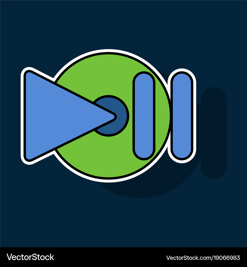 Sticker play sign flat style icon on background Vector Image