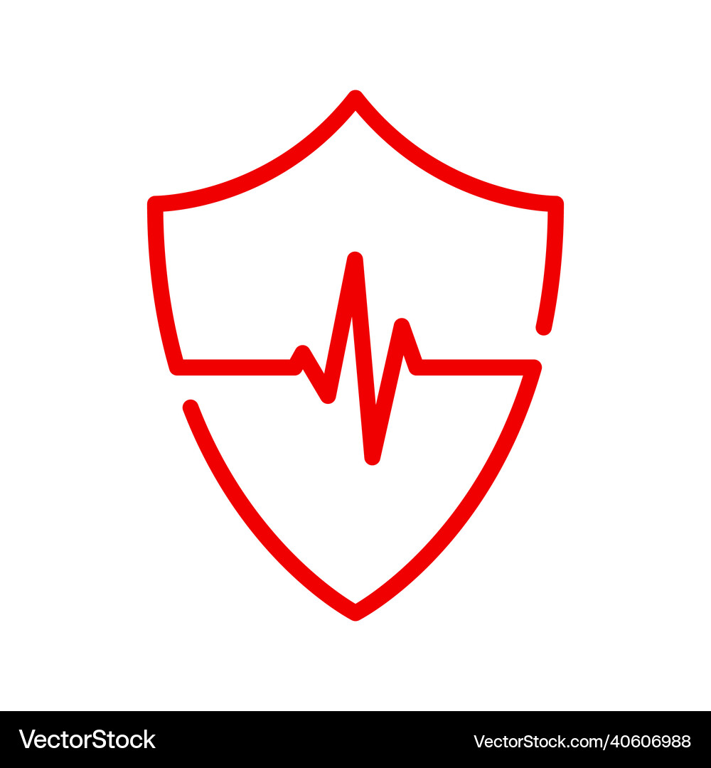 Cardio icon and shield with heartbeat Royalty Free Vector