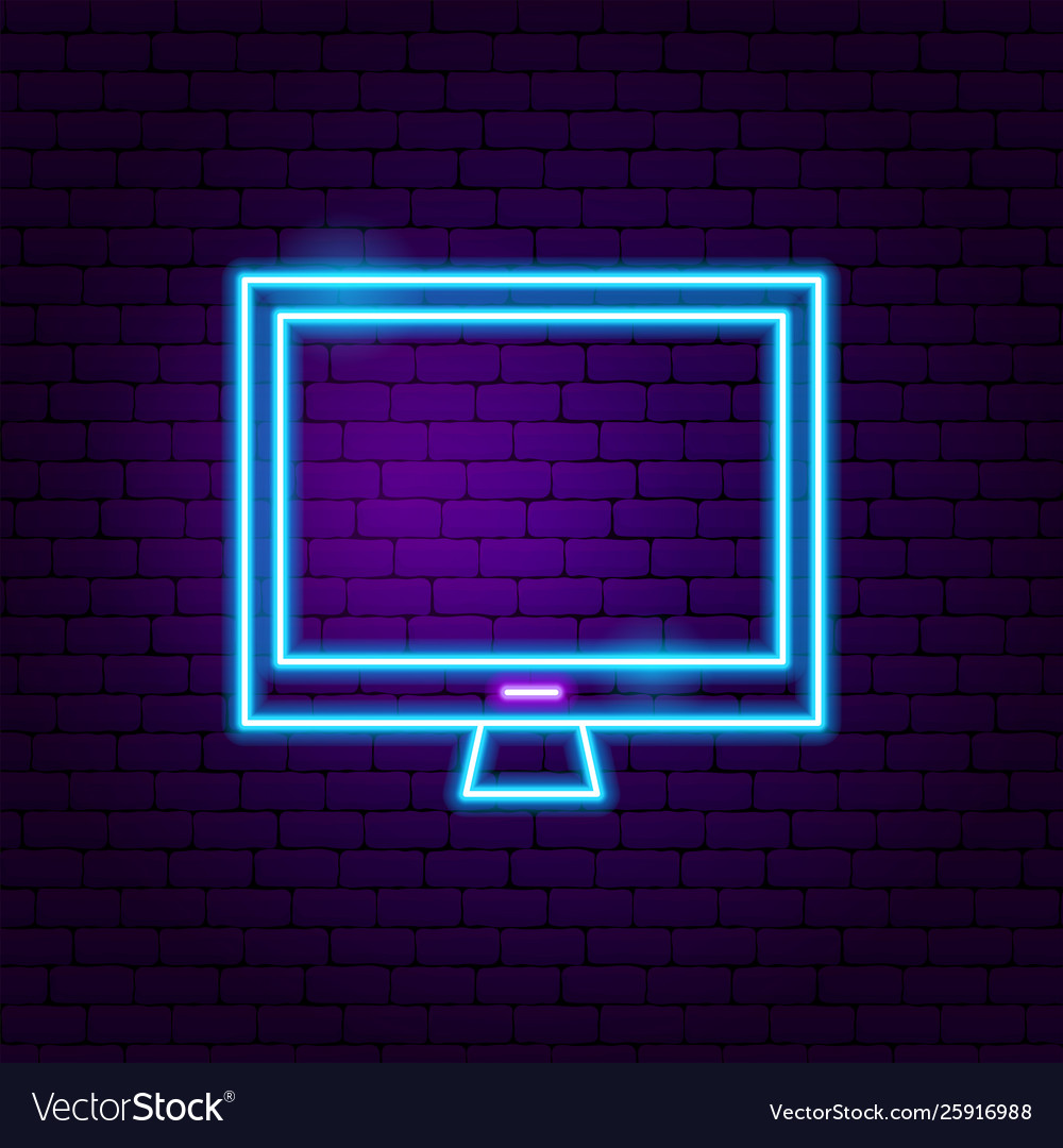 Computer neon label Royalty Free Vector Image - VectorStock