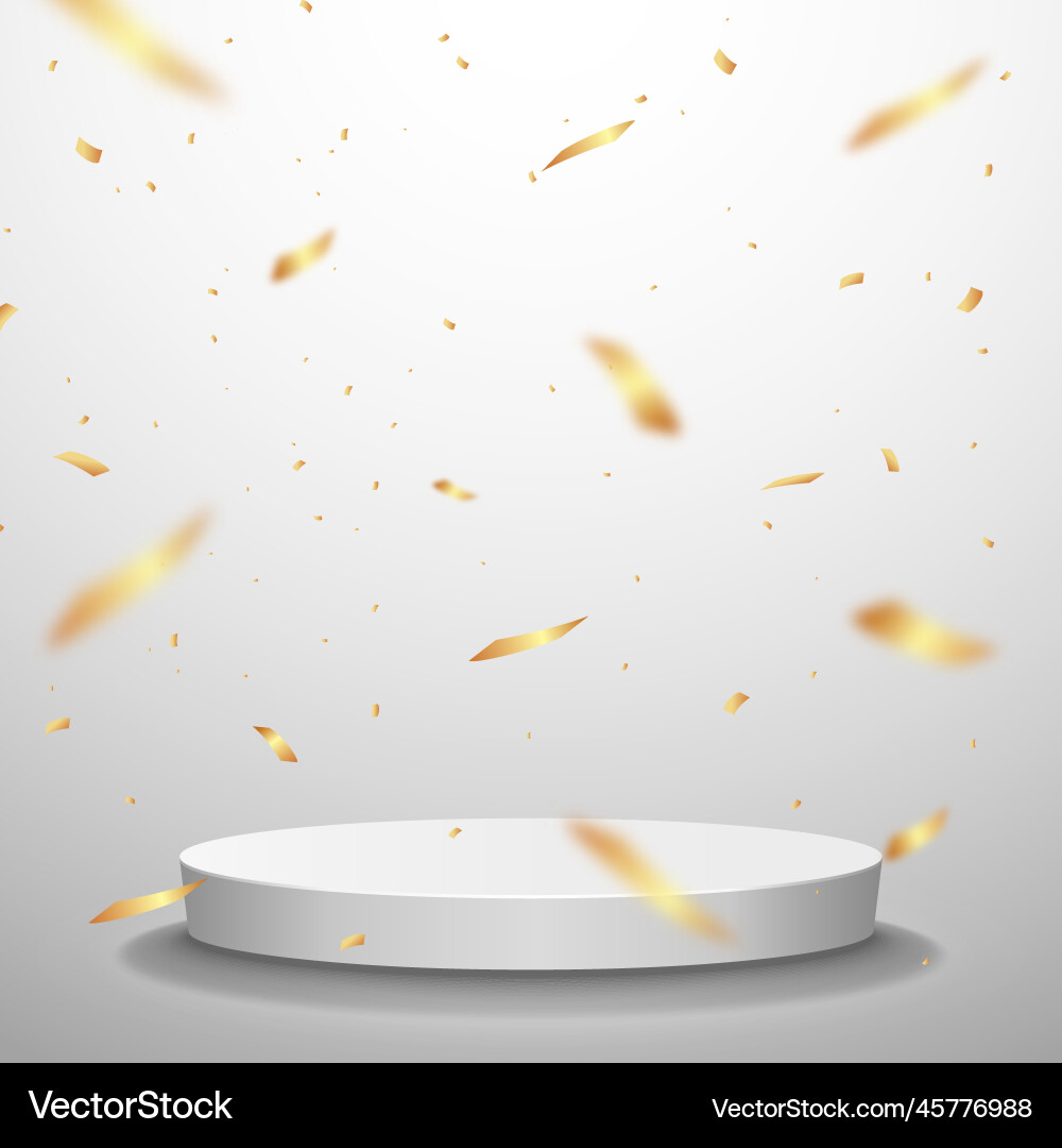 Confetti with award podium winner background Vector Image