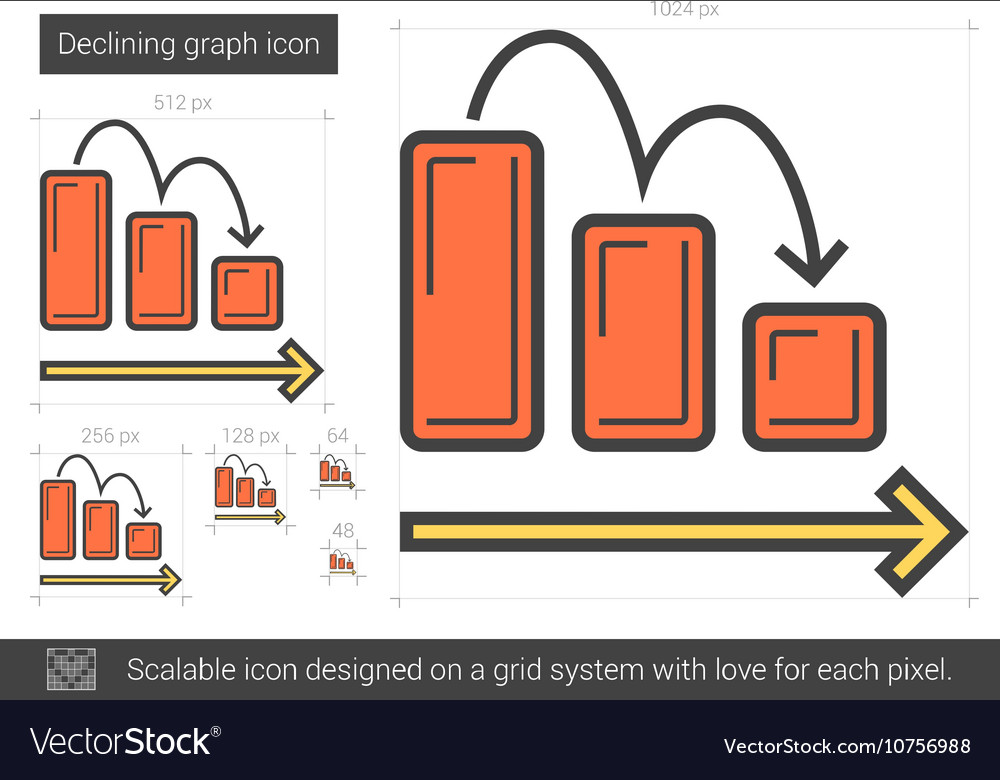 Declining graph line icon Royalty Free Vector Image