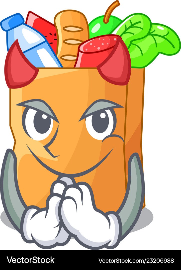 Devil realistic food in a bag character Royalty Free Vector