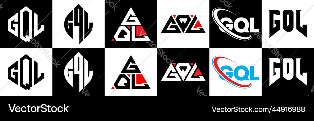 Gql letter logo design in six style polygon Vector Image