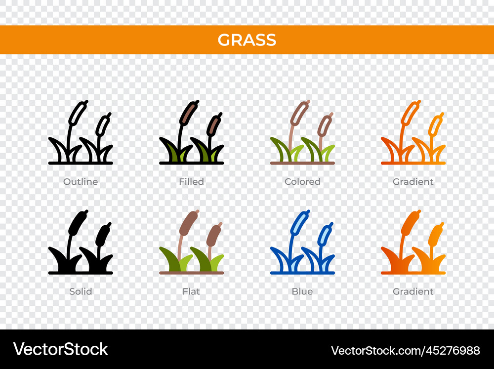 Grass icon in different style grass icons Vector Image