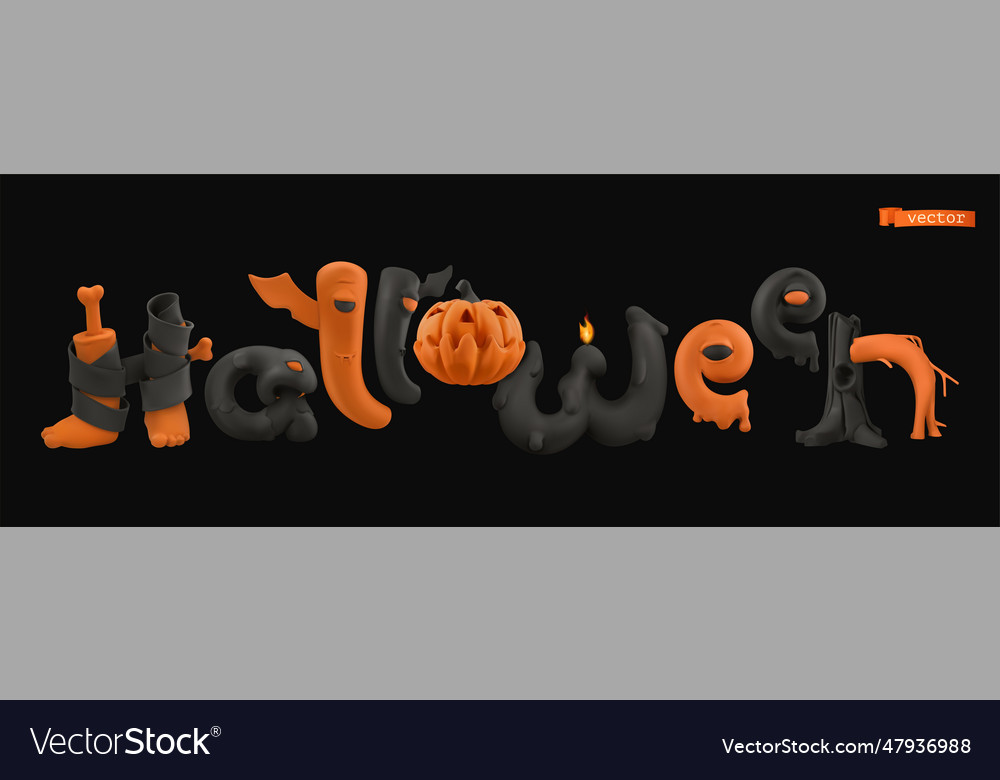 Halloween lettering 3d cartoon funny letters Vector Image