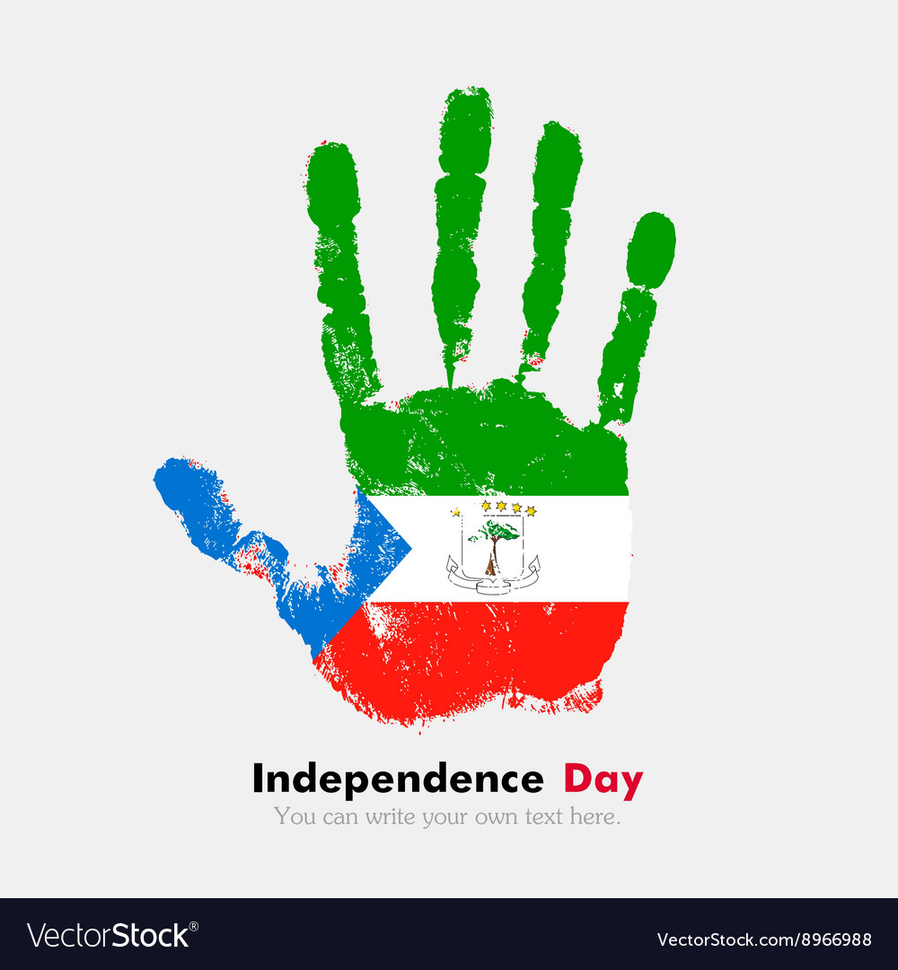 Handprint with the flag of equatorial guinea Vector Image