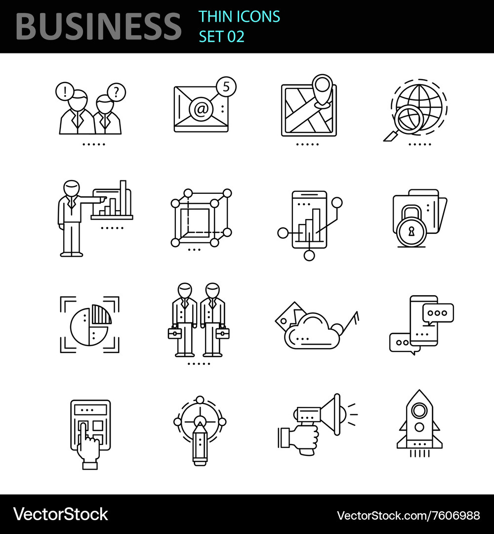 Modern thin line icons set for business Royalty Free Vector