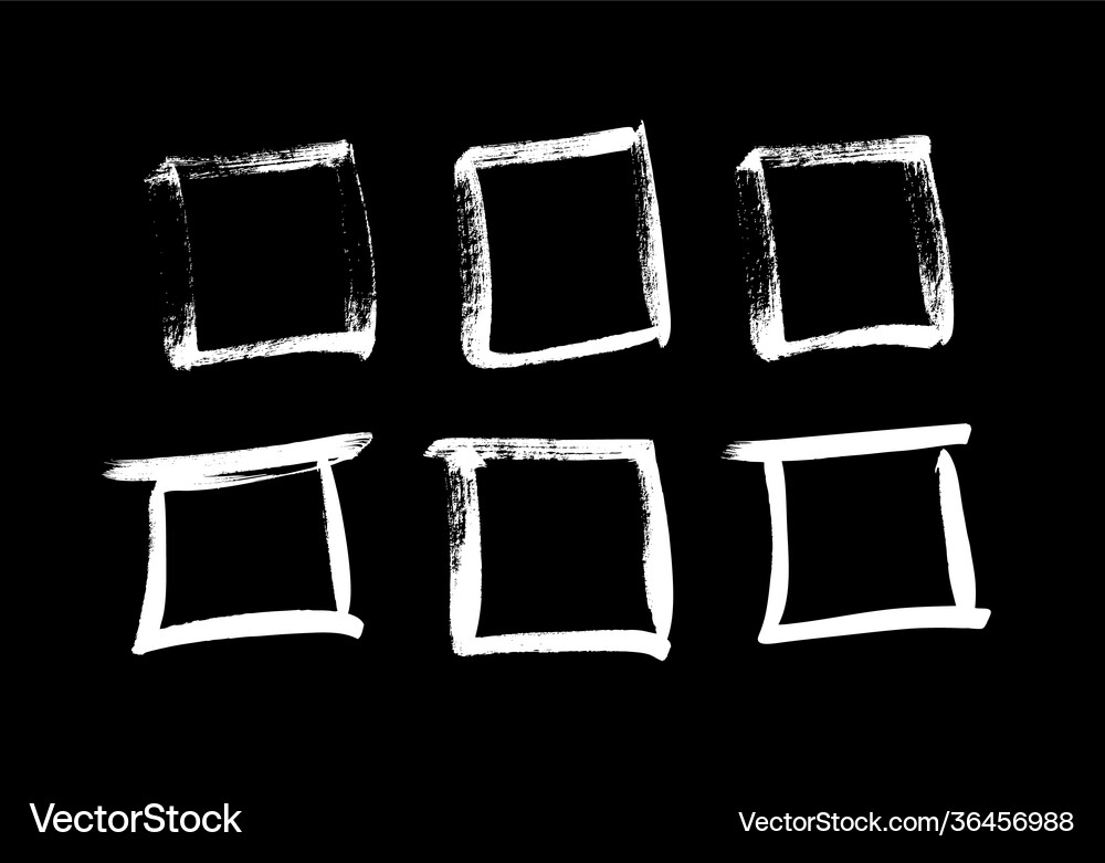 Paint drawing set black and white squares hand Vector Image