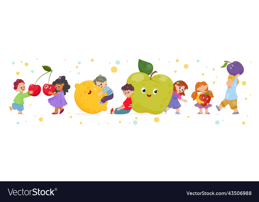 Set of children holding fruits Royalty Free Vector Image
