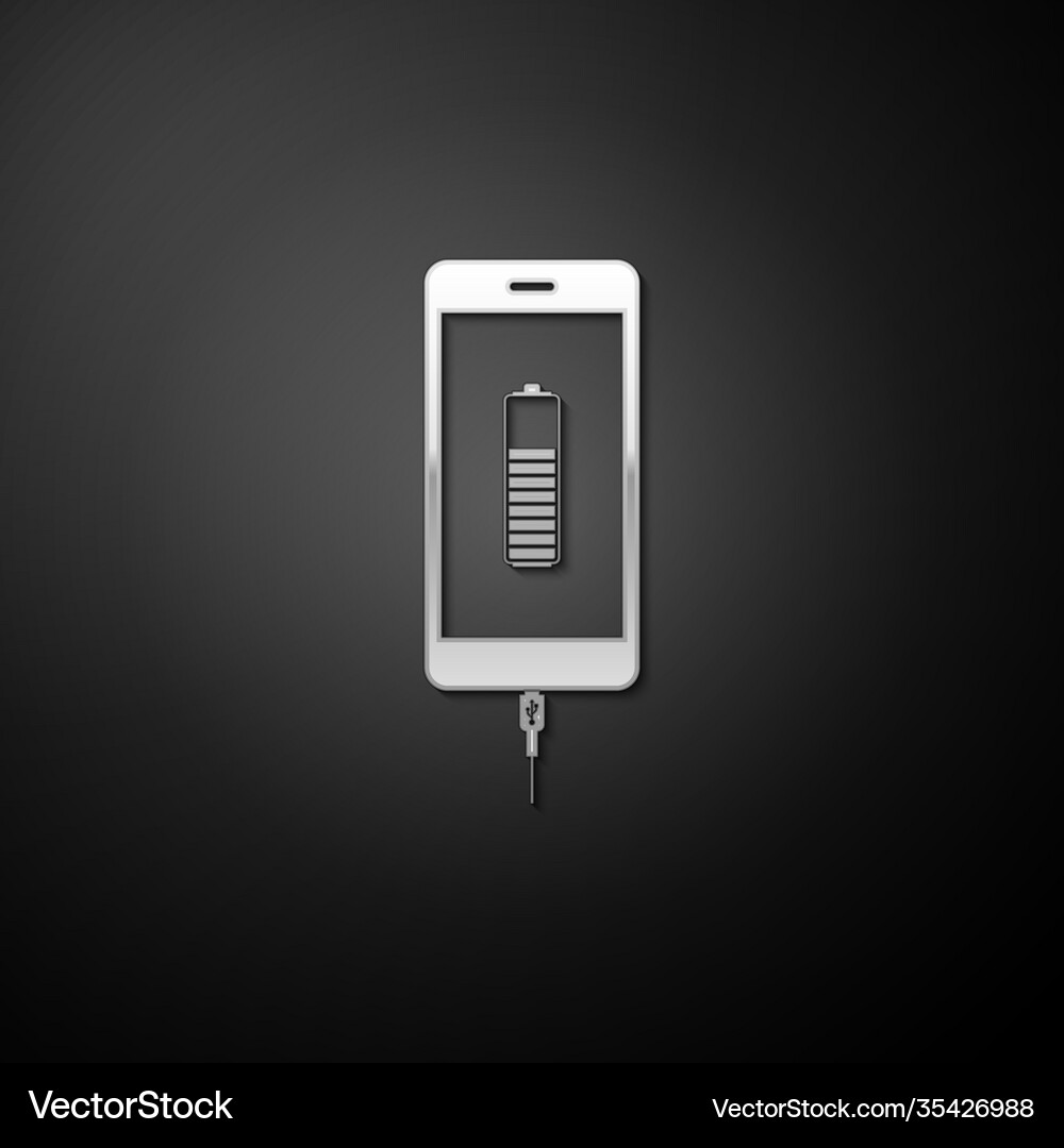 Silver smartphone battery charge icon isolated Vector Image