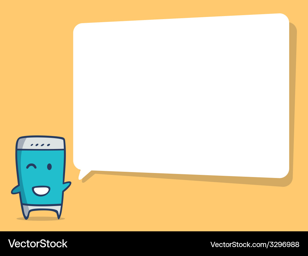 Smart phone cartoon with speech bubble Royalty Free Vector