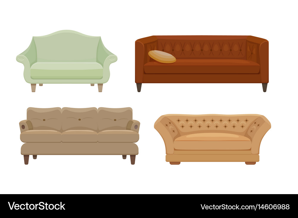 Sofa and couches colorful cartoon Royalty Free Vector Image