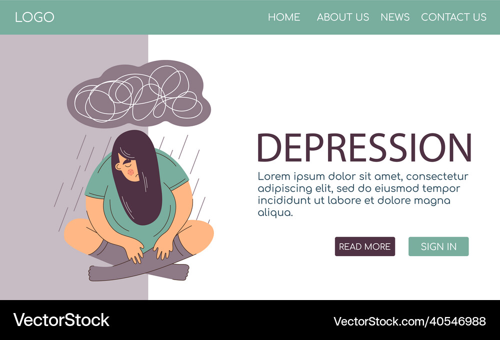 Web template with woman suffers from depression Vector Image