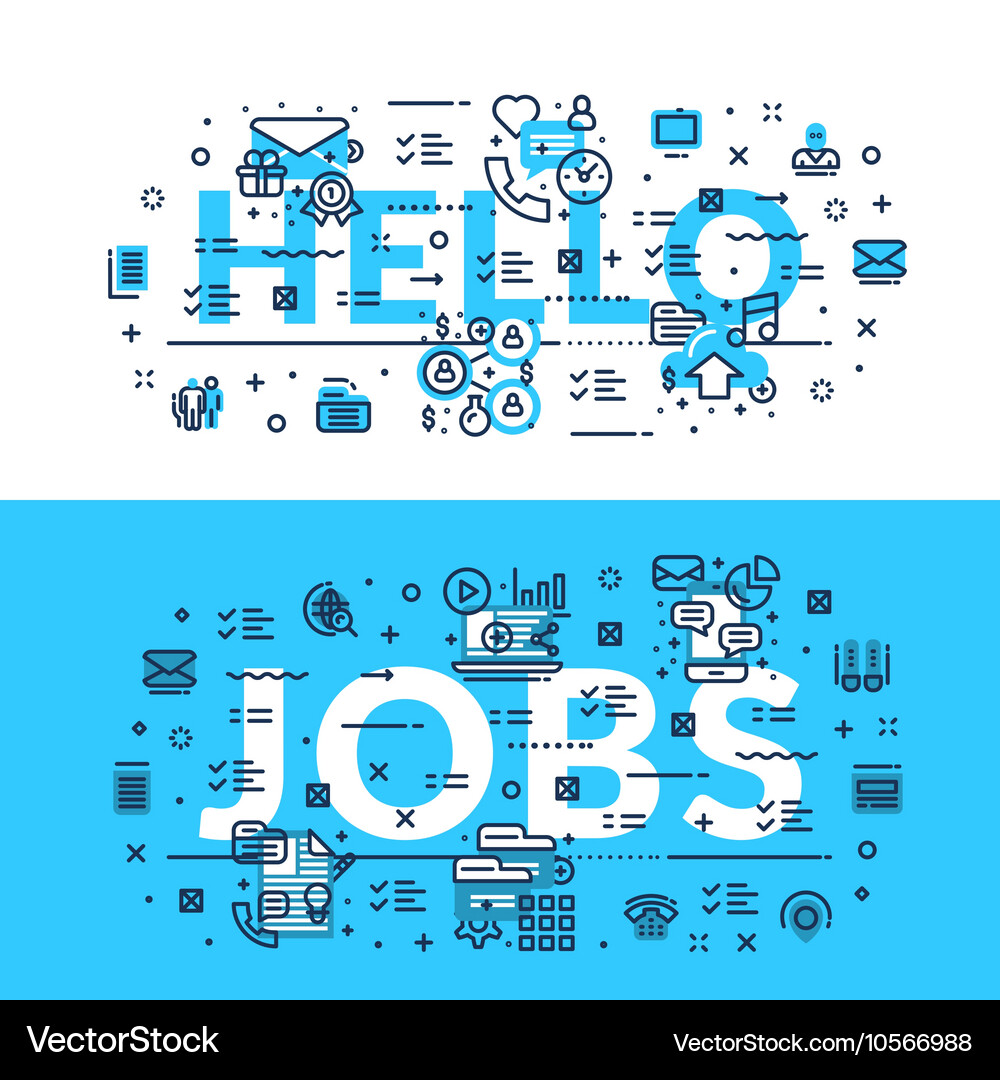 Words Hello and Jobs Modern heading title web Vector Image