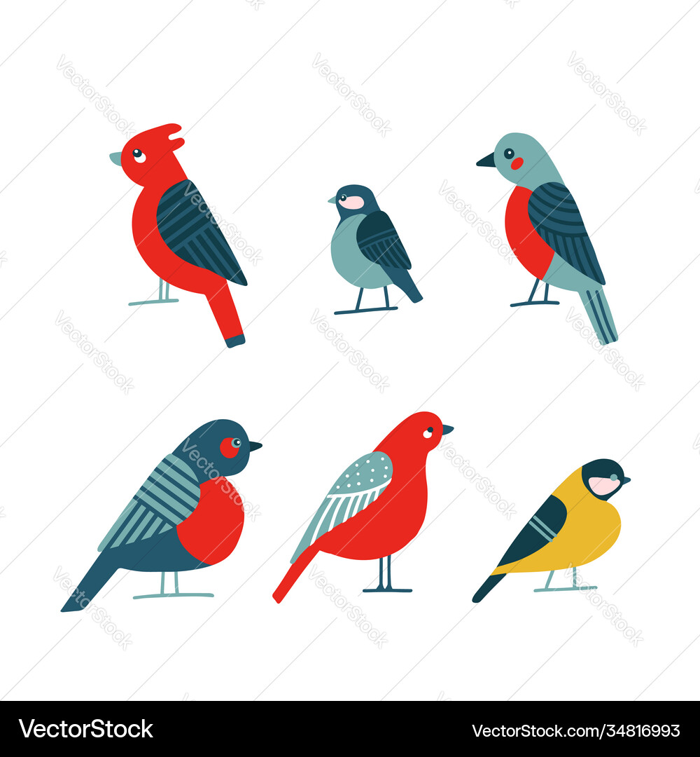 Birdwatching icon set red northern cardinal Vector Image