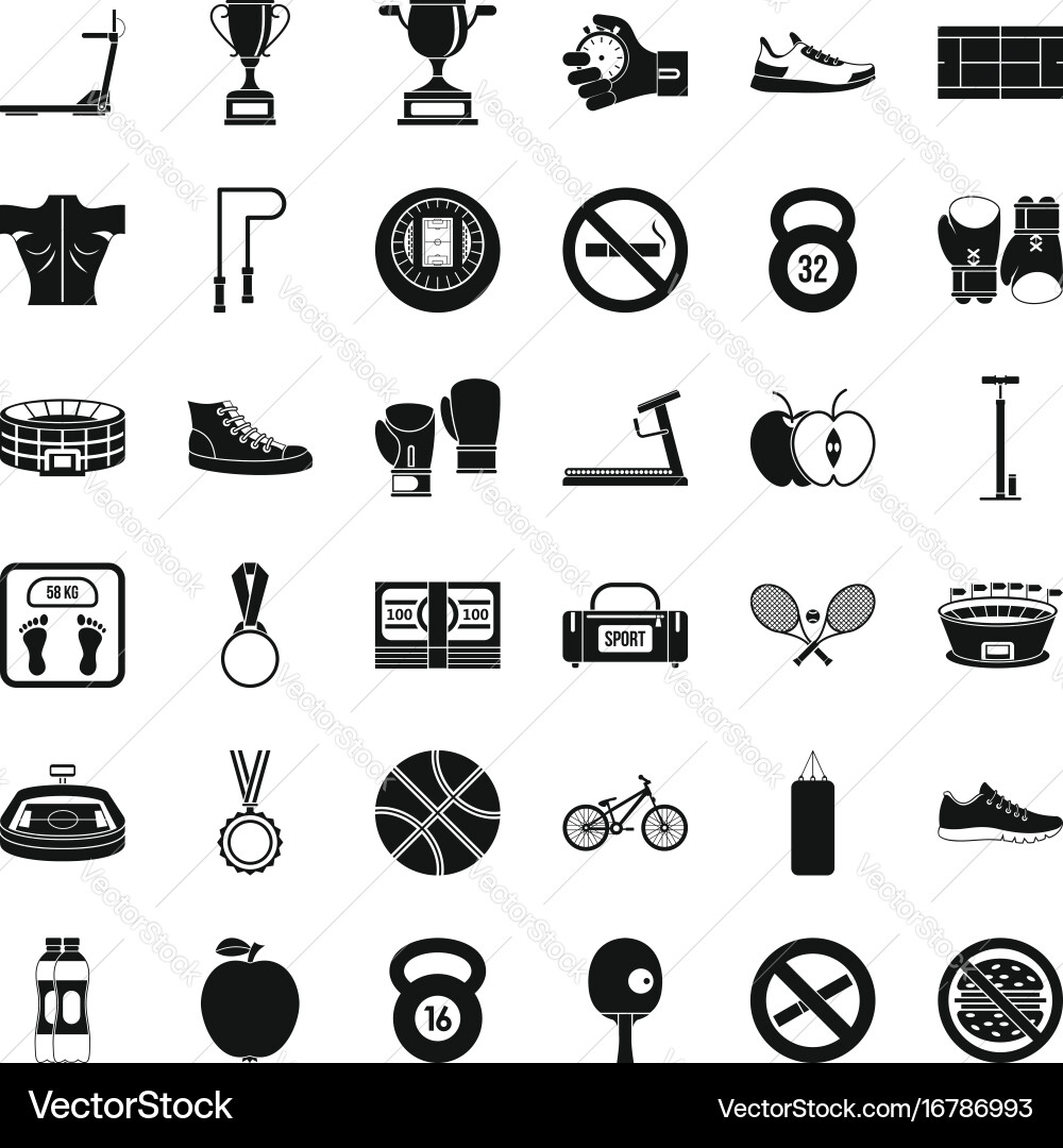 Boxing man icons set simple style Royalty Free Vector Image