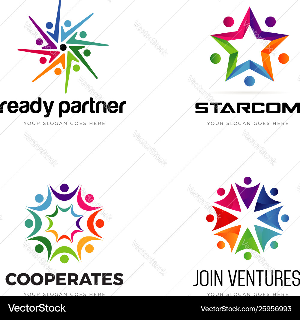 Colorful community logo design set Royalty Free Vector Image