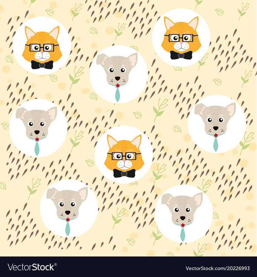Cute animals pattern background Royalty Free Vector Image