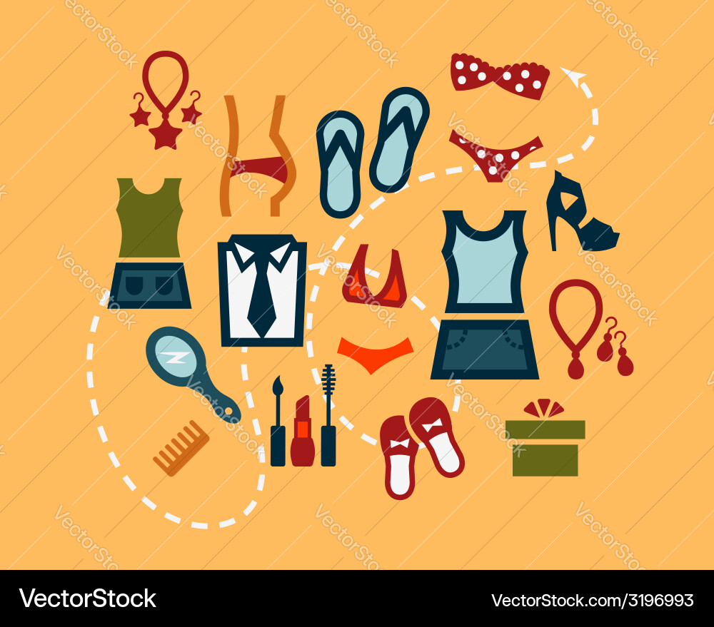 Flat fashion icons set Royalty Free Vector Image