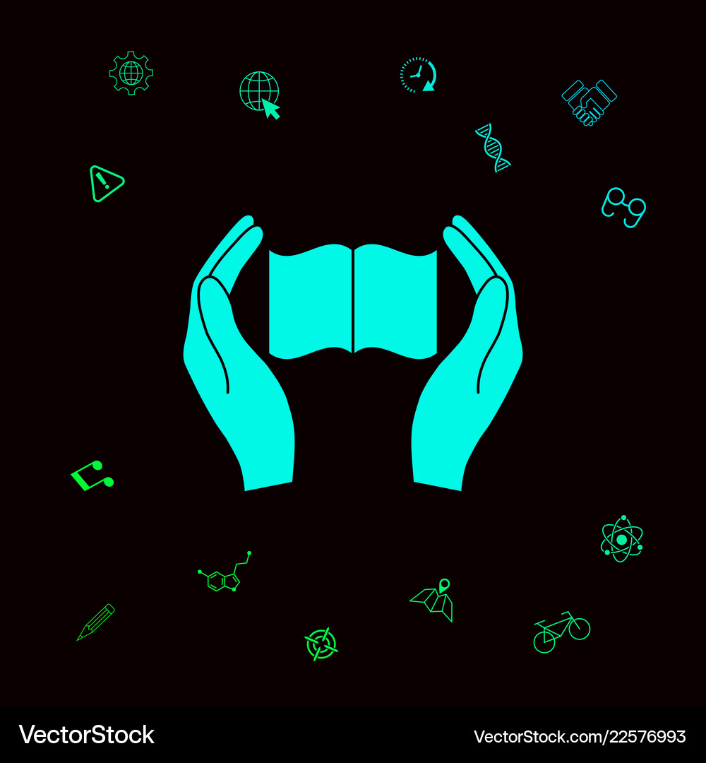 Hands holding book- protection icon graphic Vector Image