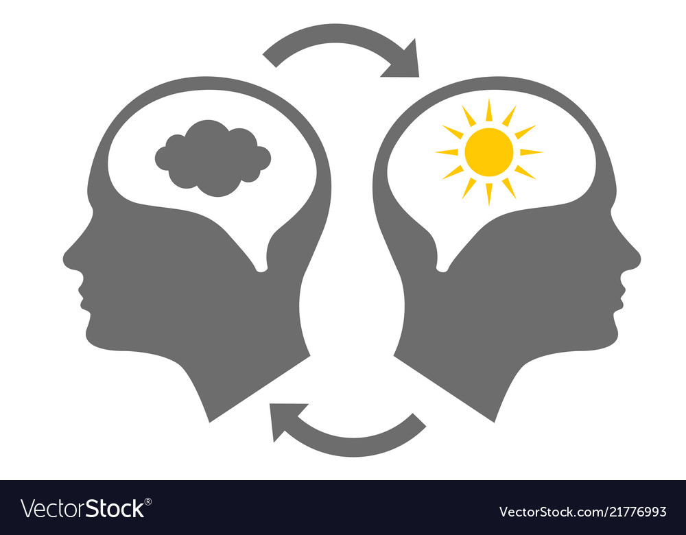 Head icon for bipolar disorder Royalty Free Vector Image Head icon for bipolar disorder Royalty Free Vector Image