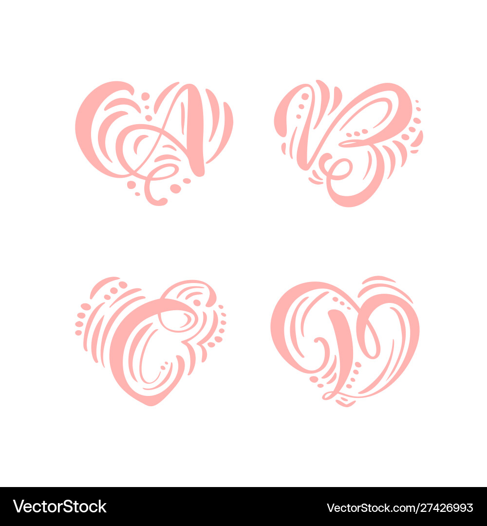 Heart love hand drawn calligraphic Royalty Free Vector Image