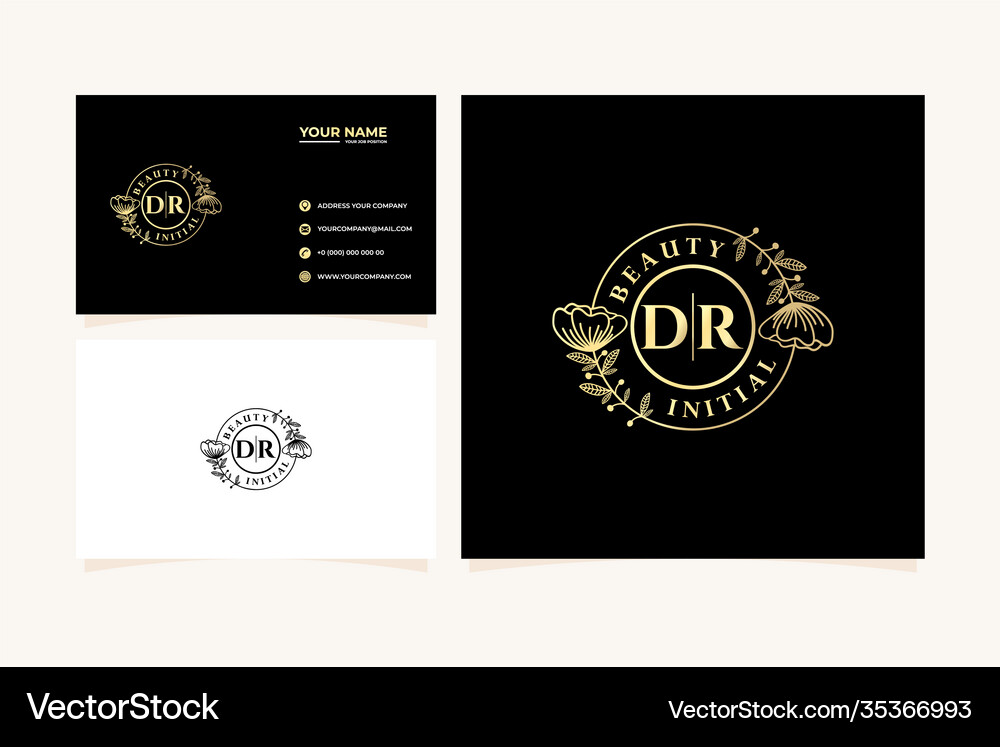 Initial dr letters hand drawn feminine and floral Vector Image