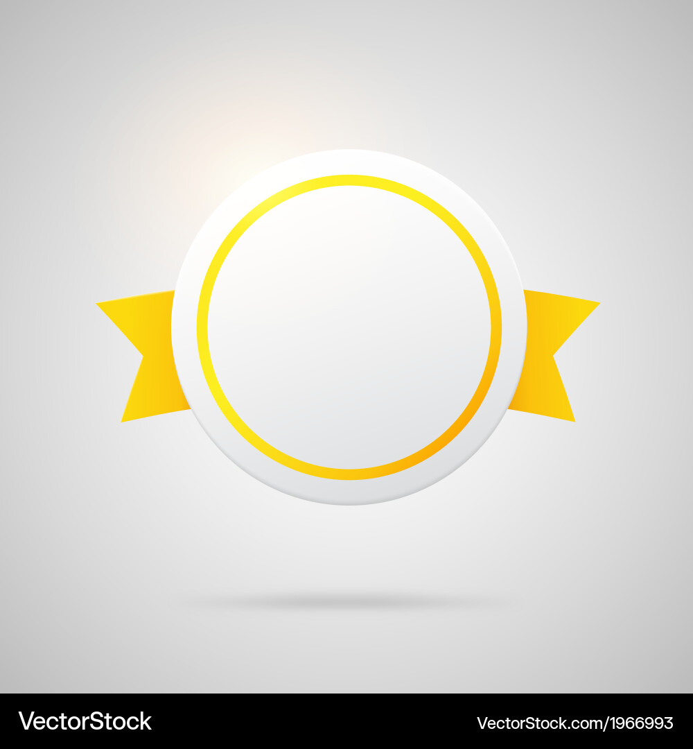 Paper badge with yellow silk ribbon Royalty Free Vector