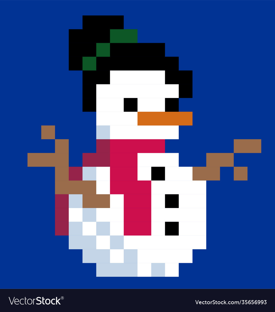 Pixel art snowman Royalty Free Vector Image - VectorStock