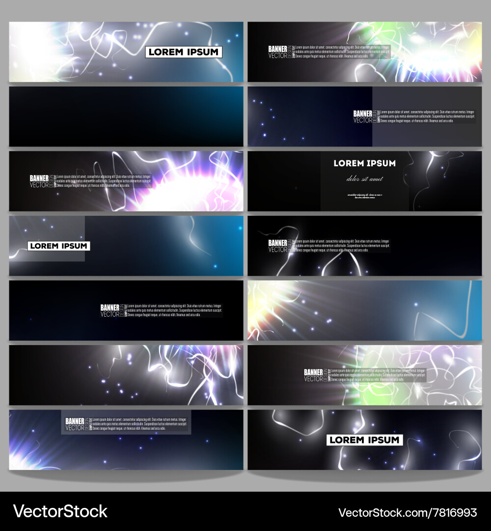 Set of modern banners electric lighting effect Vector Image