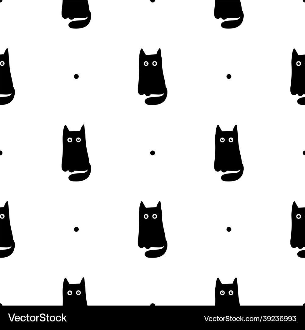 Simple black cat - seamless pattern cat art Vector Image