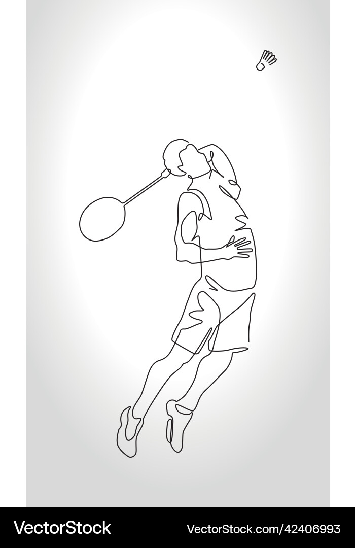 Single continuous one line drawing of badminton Vector Image