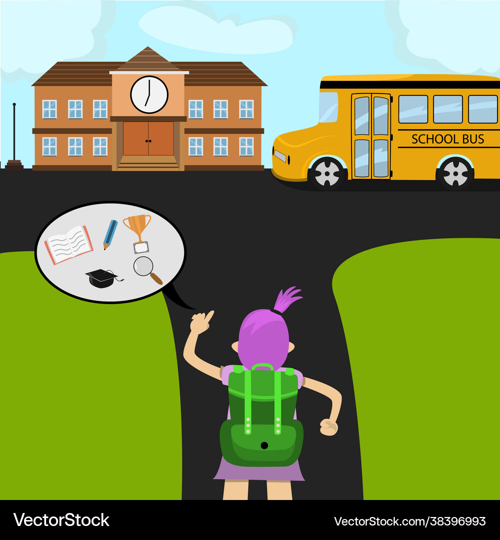 Student go to school and come back Royalty Free Vector Image