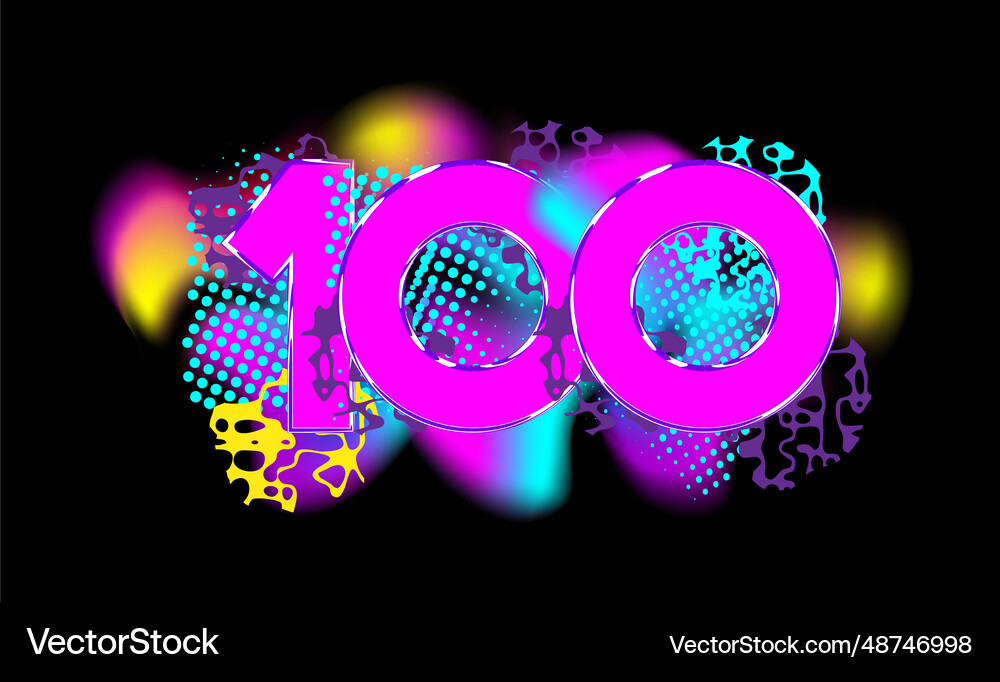 Colorful gradient halftone number 100 celebrating Vector Image