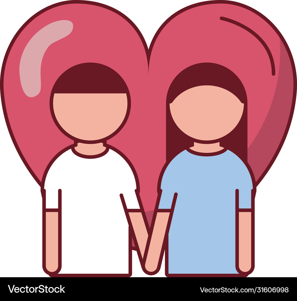 Couple in front heart design Royalty Free Vector Image