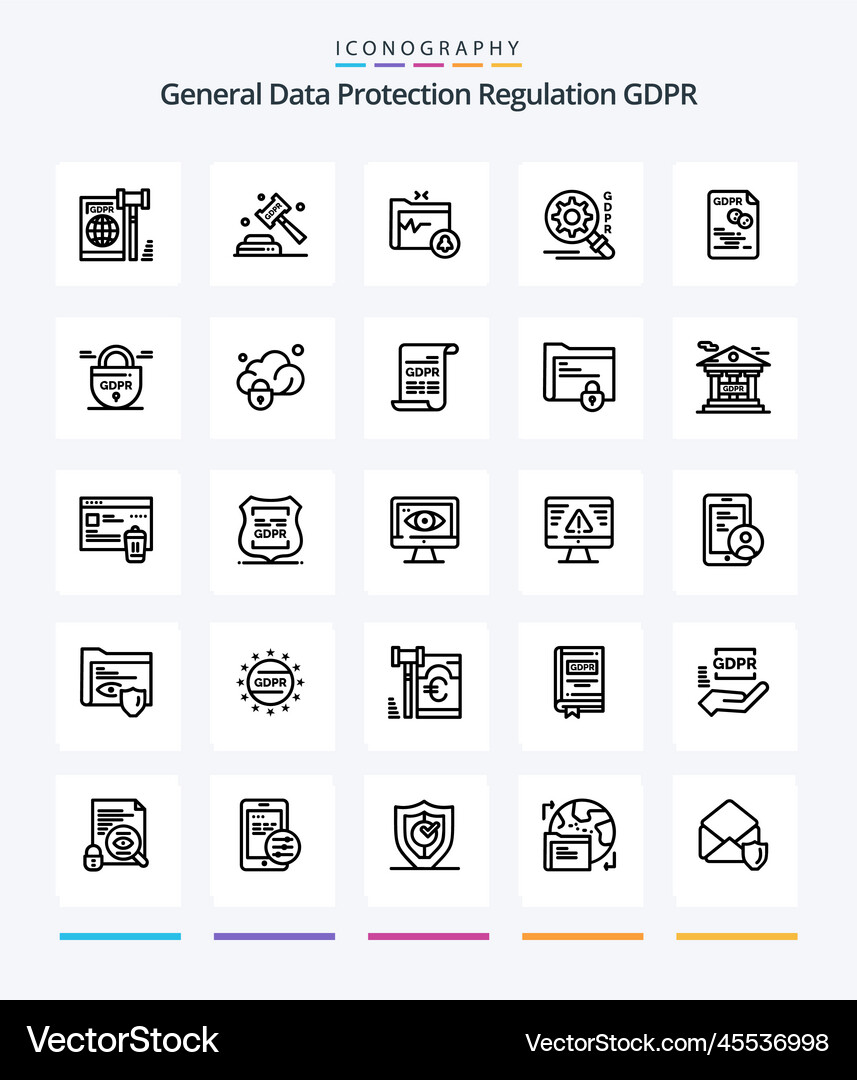 Creative gdpr 25 outline icon pack such as gdpr Vector Image