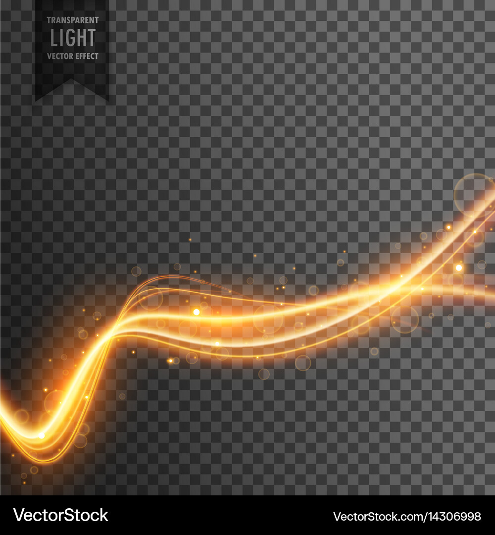 Golden fire wave flowing on transparent Royalty Free Vector