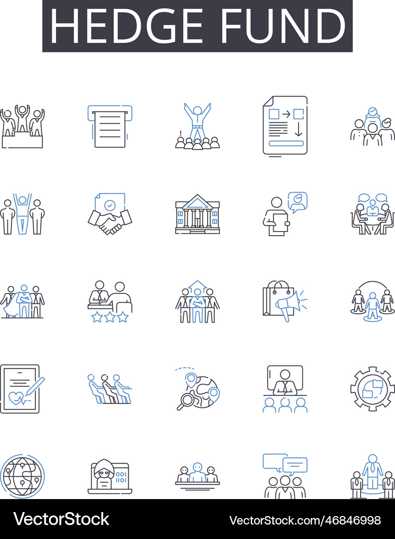 Hedge fund line icons collection efficiency Vector Image