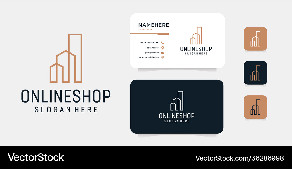 Monogram building real estate logo design Vector Image