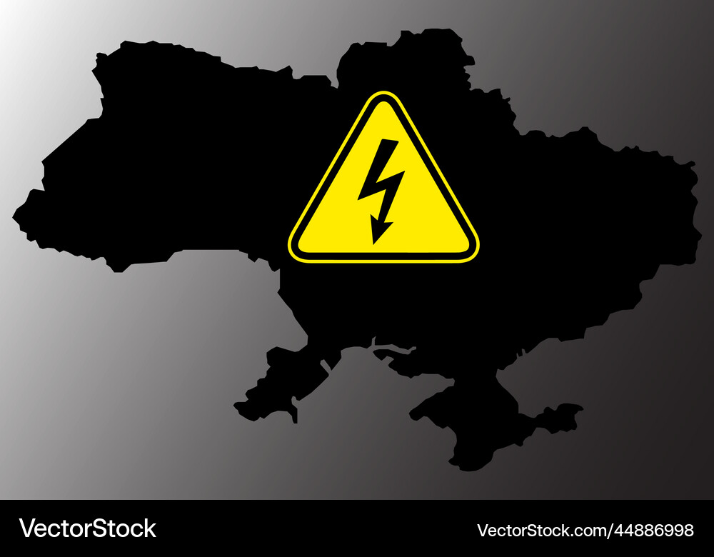 Power outage on the ukraine map has a warning Vector Image