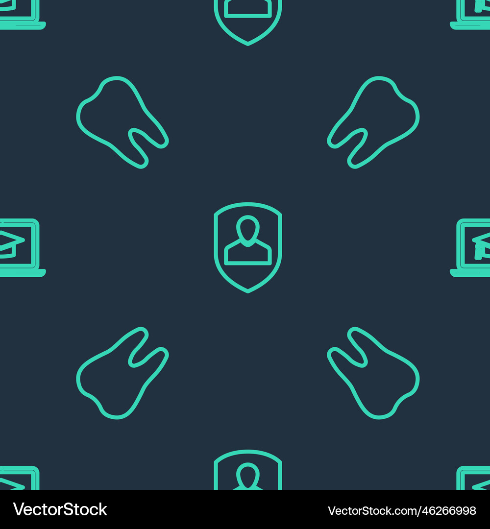 Set line user protection tooth and graduation cap Vector Image
