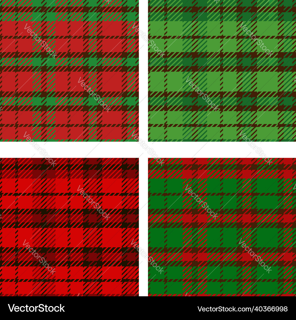 Set of 4 christmas plaid seamless pattern Vector Image